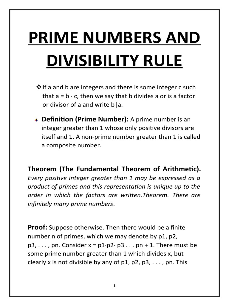 Prime Numbers and Divisibility Rule | PDF | Prime Number | Cipher