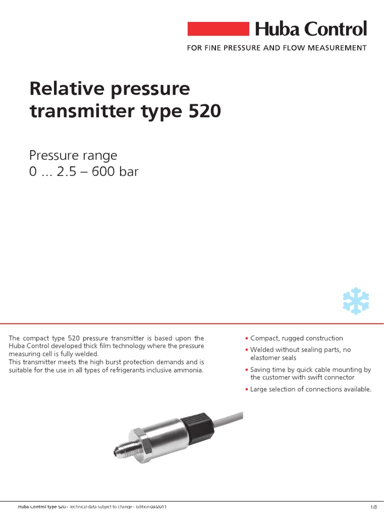 Relative Pressure Transmitter Type 520 | PDF | Electrical Connector ...