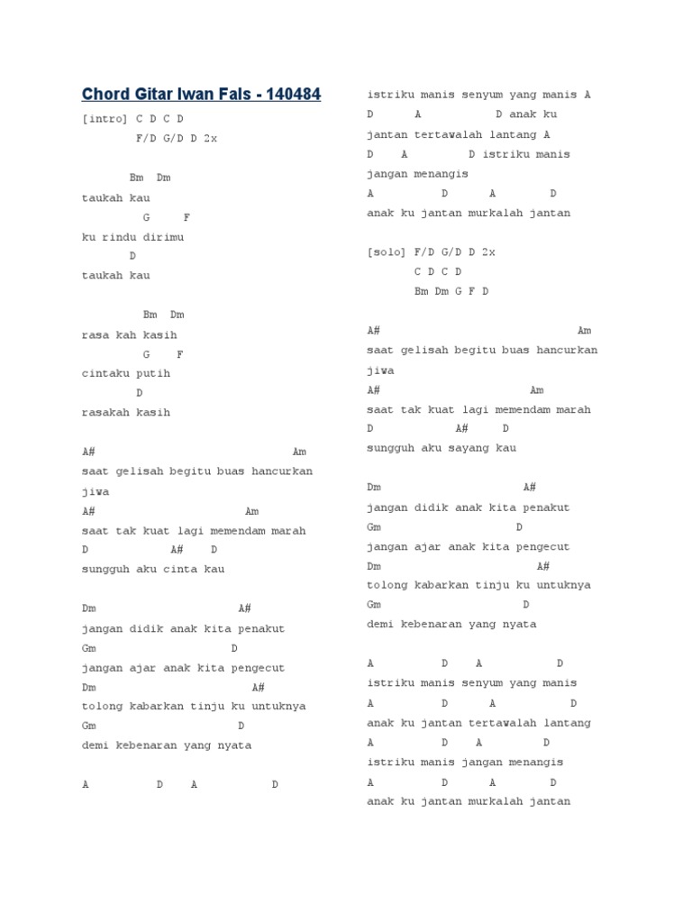Zdocs - Tips - Chord Gitar Iwan Fals | PDF