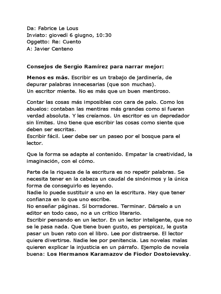 Los Consejos de Sergio Ramírez | PDF | Cuentos | Novelas