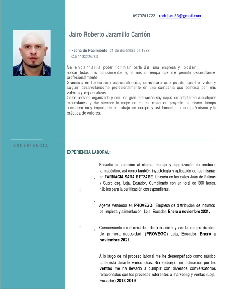 CV Jairo J PDF | PDF | Farmacia | Ecuador