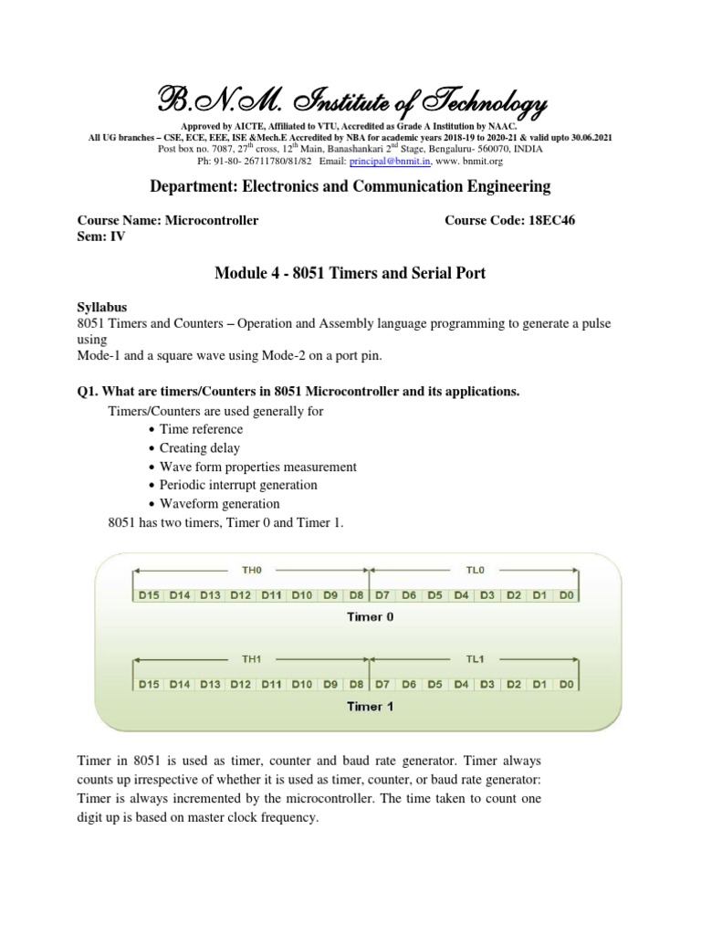 Module 4 MC 18EC46 Timer Counter | PDF | Computer Architecture | Computing