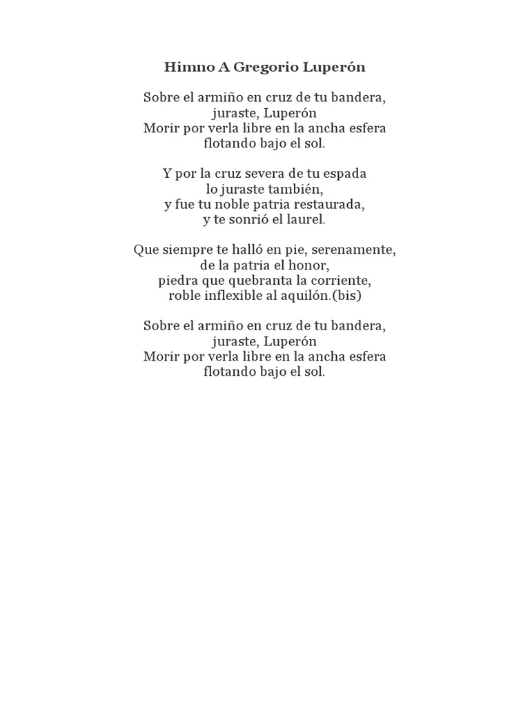 Himno A Gregorio Luperón | PDF