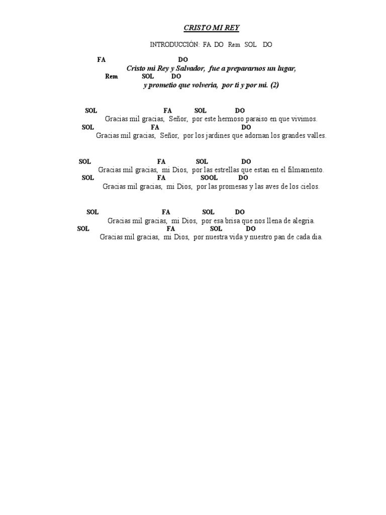 Cristo mi Rey: Letra y Acordes | PDF
