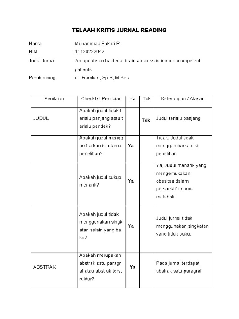 Telaah Kritis Jurnal | PDF | Sains & Matematika