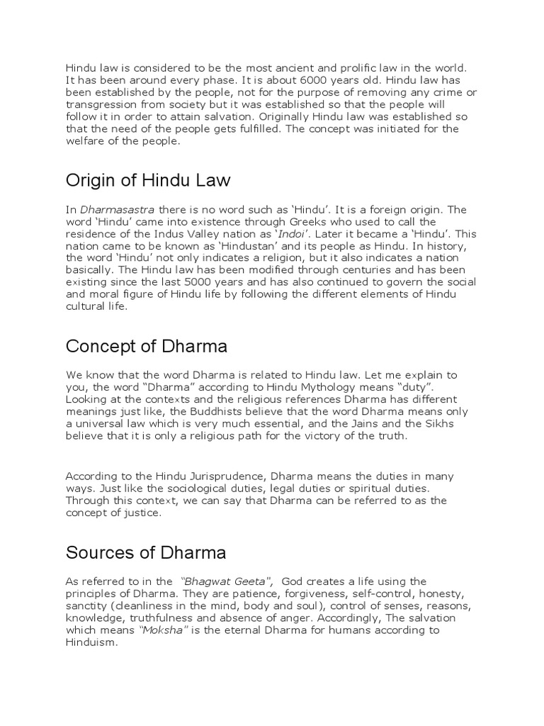 Origin of Hindu Law | PDF