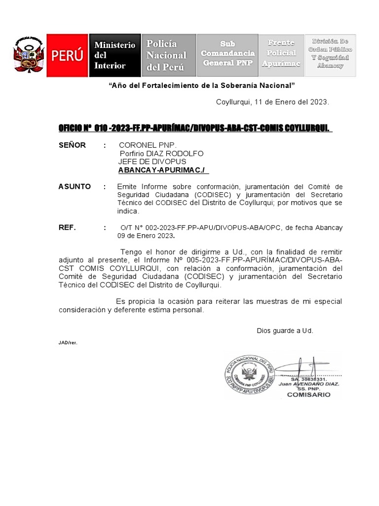 Juramentación CODISEC Coyllurqui | PDF | Alcalde | Gobierno