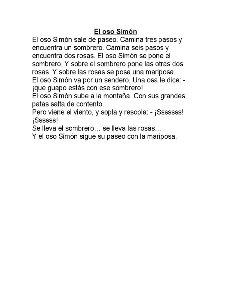 Cuento El Oso Simón | PDF