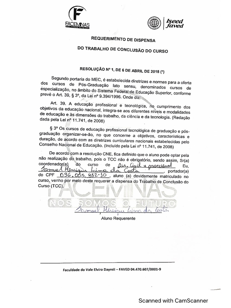 Requerimento de Dispensa | PDF