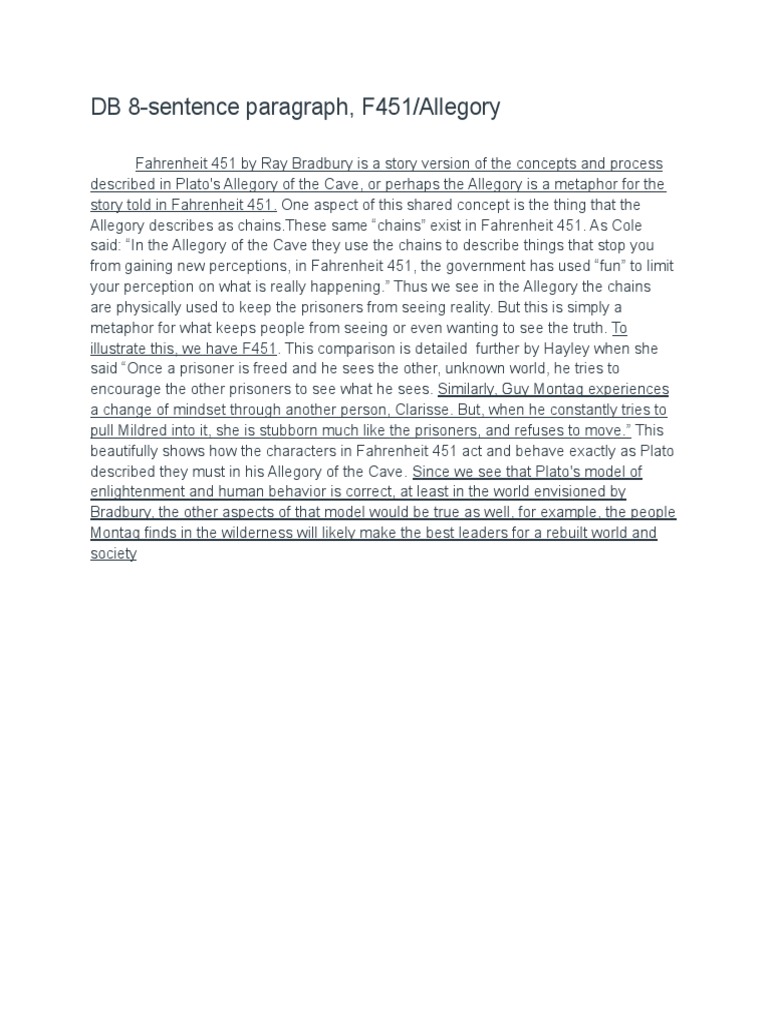 DB 8-Sentence Paragraph, F451 - Allegory | PDF