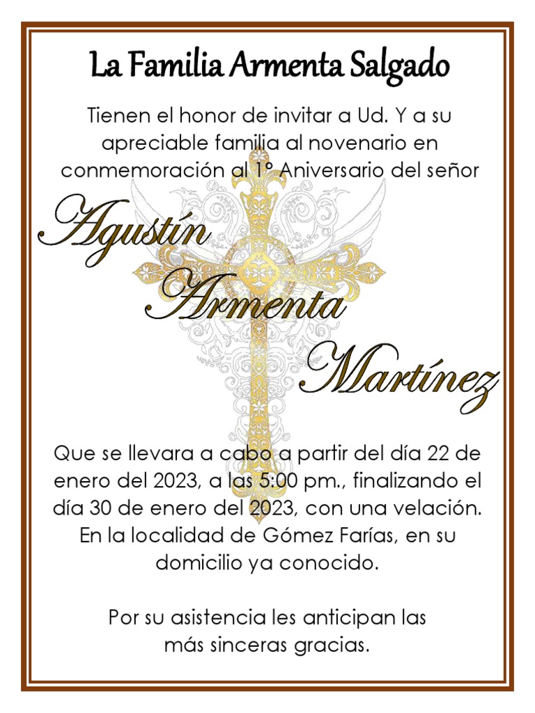 Invitación al Novenario y Cabo de Año | PDF