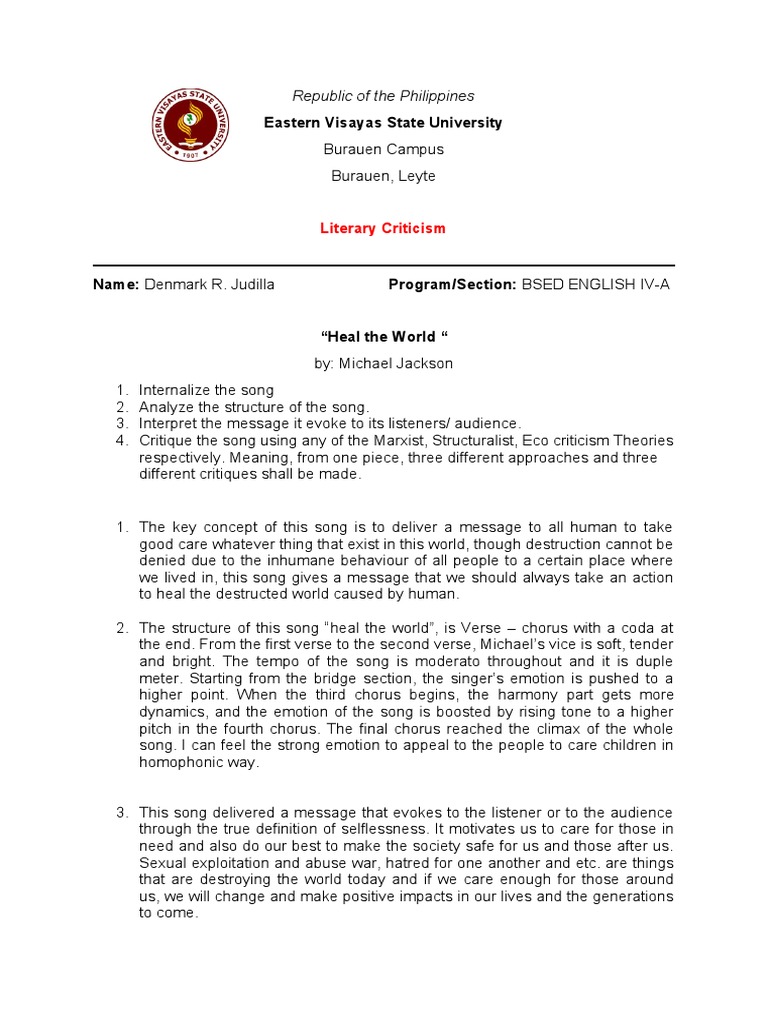 Literary Criticism Activity | PDF | Song Structure | Poverty