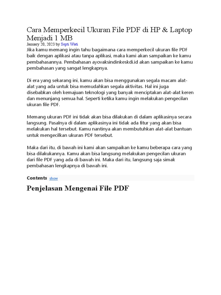 Cara Memperkecil Ukuran File PDF Di HP | PDF