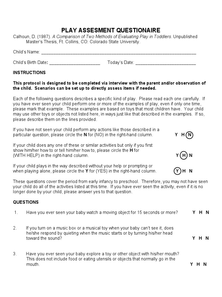 Revised Knox Preschool Play Scale | PDF | Toys | Dolls