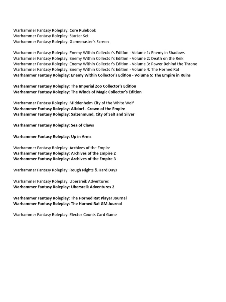 Warhammer Fantasy Roleplay Core Rulebook | PDF | History | Young Adult