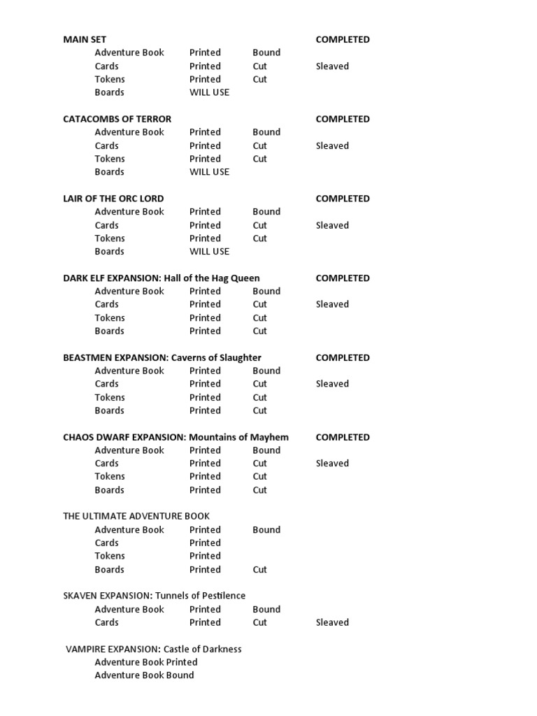Warhammer Quest Tasks | PDF | General Fiction