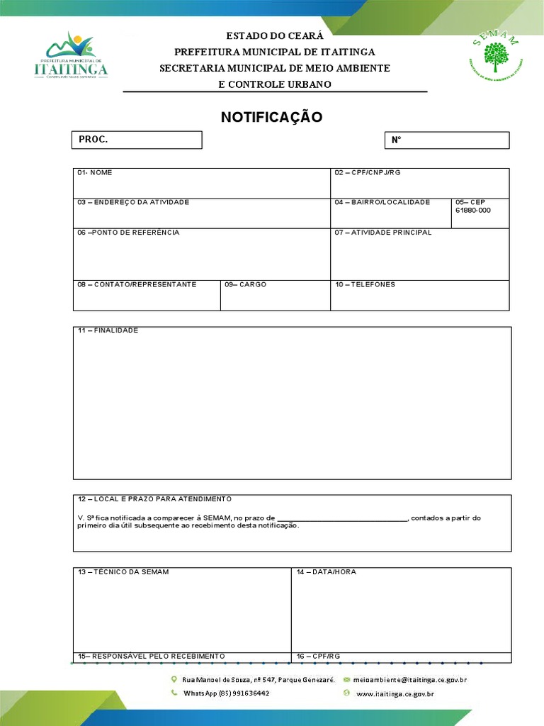 02 - NOTIFICAÇÃO - Modelo | PDF 02 - NOTIFICAÇÃO - Modelo | PDF