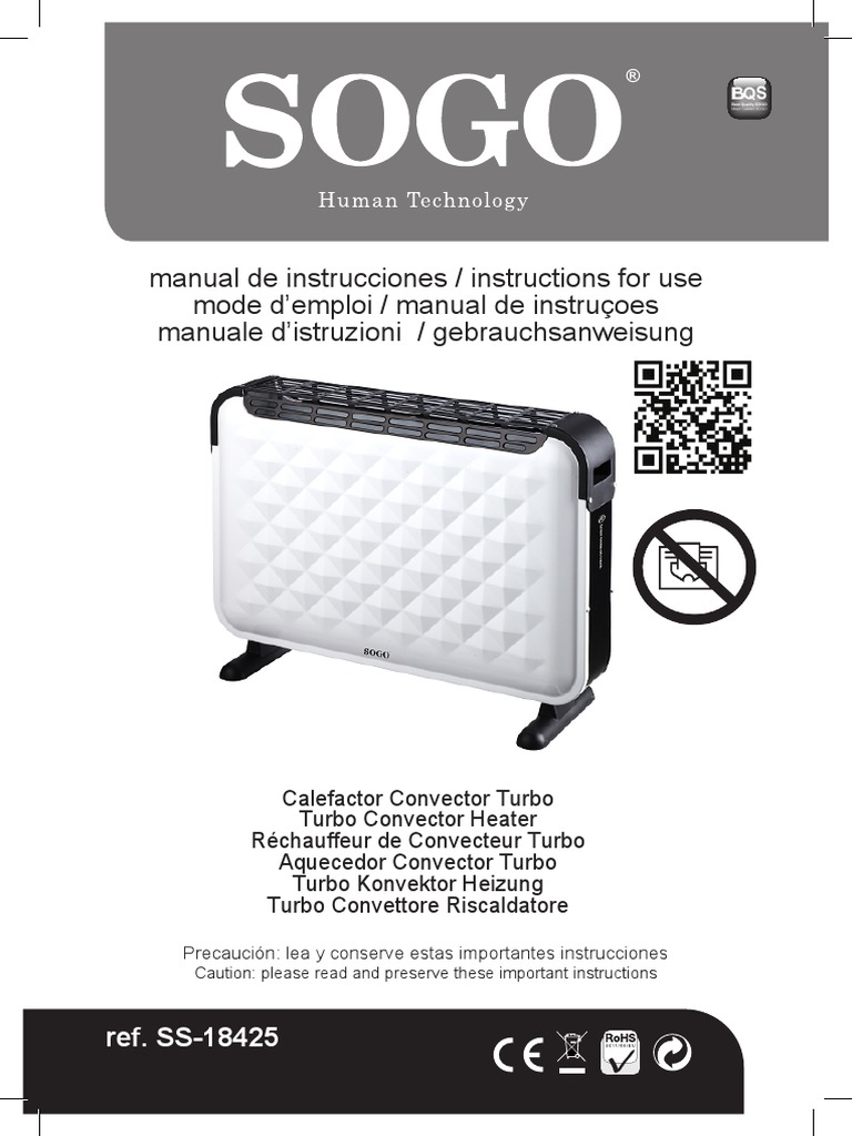 Manual Instrucciones SOGO SS 18425 | PDF | Inicio | Electricidad