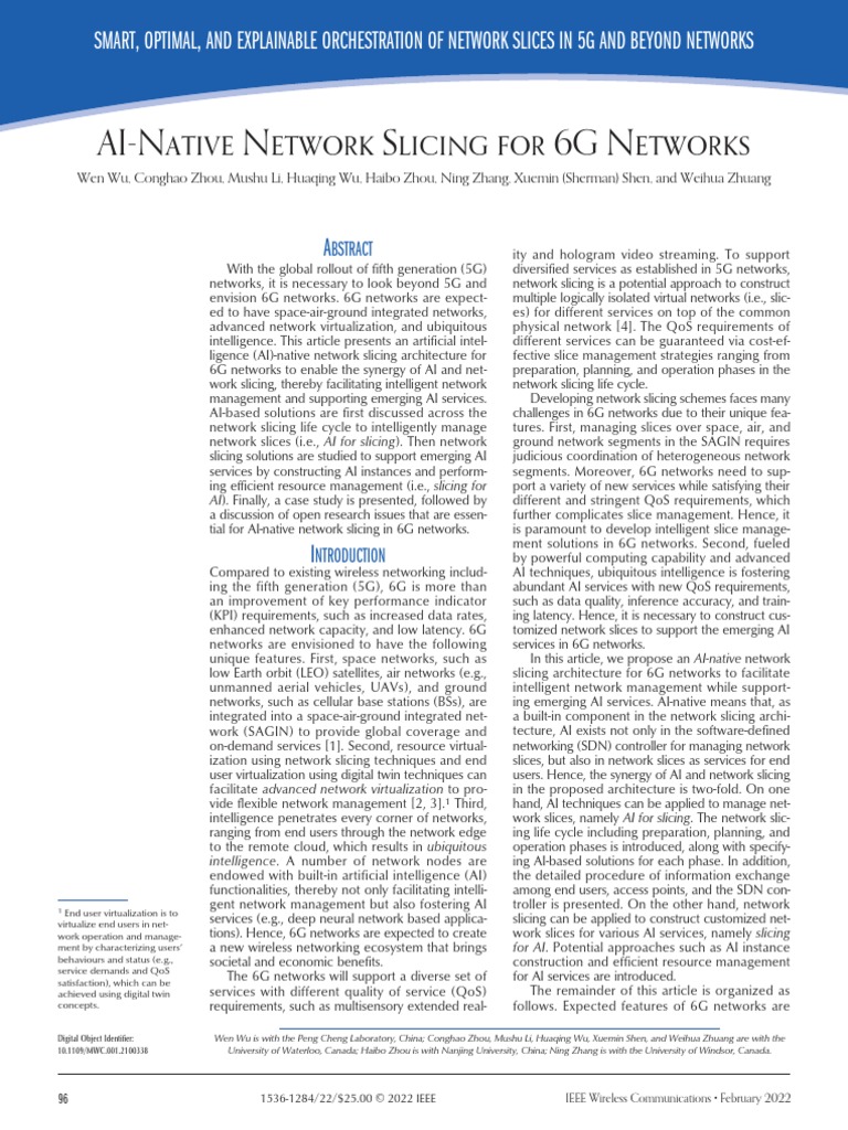AI-Native Network Slicing For 6G Networks | PDF | Computer Network | Artificial Intelligence