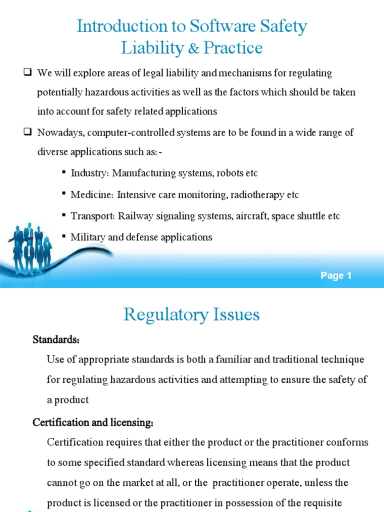 Introduction To Software Safety and Liability and Practice | PDF | Product Liability | Safety