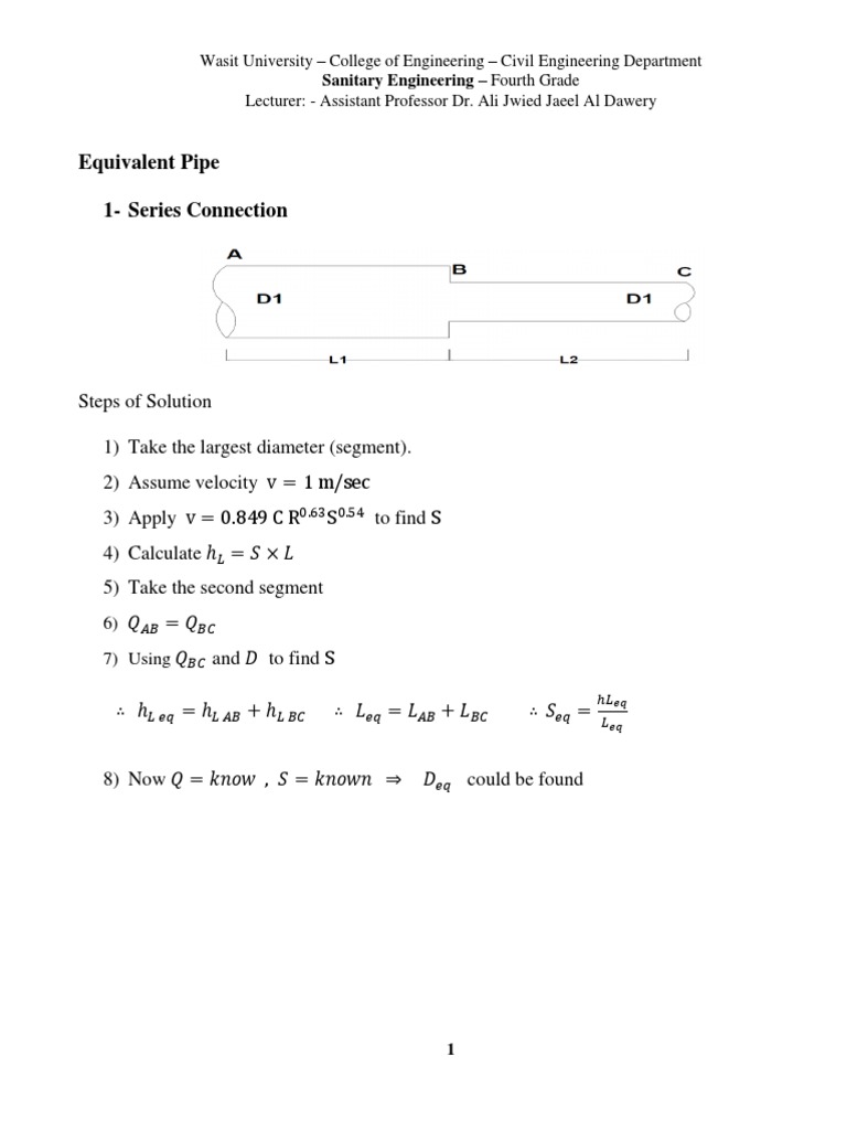 Equivalent Pipe | PDF | Physical Sciences | Applied And Interdisciplinary Physics
