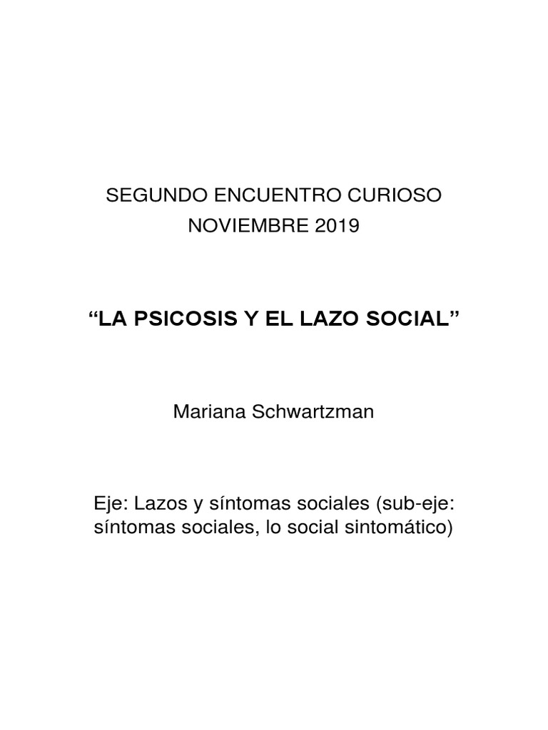 Psicosis: Lazos Sociales en Esquizofrenia y Paranoia | PDF ...