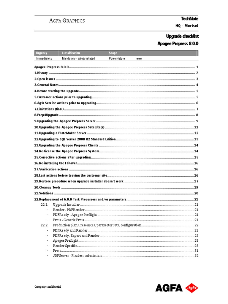 TN Apogee Prepress 8.0.0 - Upgrade Checklist | PDF | Installation (Computer Programs) | Computer ...