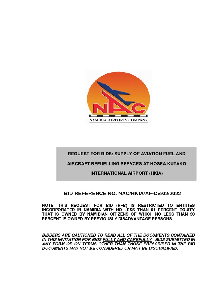 Request For Bids - Supply of Aviation Fuel and Aircraft Refuelling ...