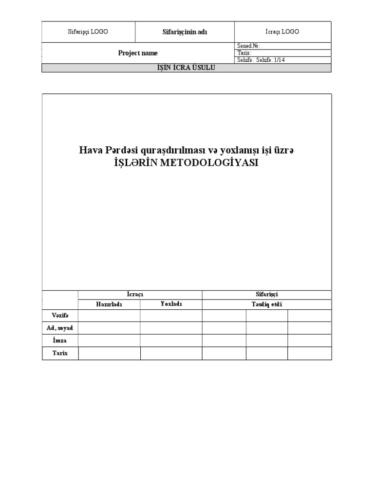 Hava Pərdəsi Quraşdırılması VƏ Yoxlanışı Işi Üzrə MoS Endir Yüklə Indir ...