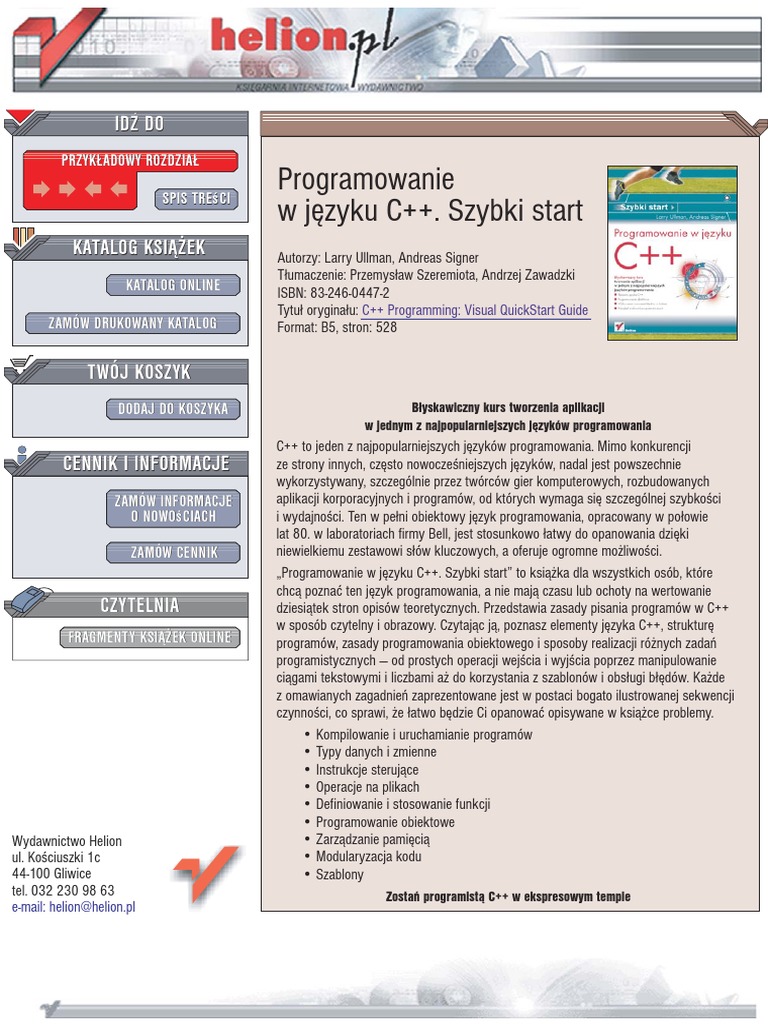 Programowanie W Języku C++. Szybki Start | PDF