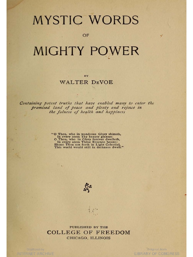 1905 Devoe Mystic Words of Mighty Power | PDF