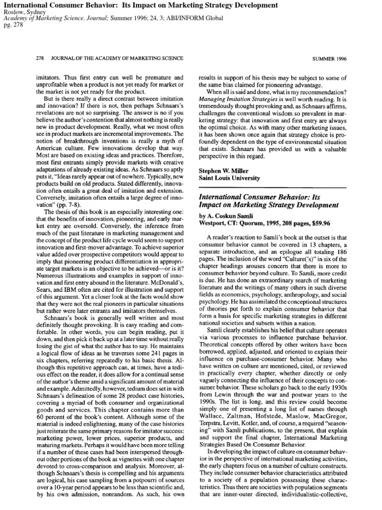 International Consumer Behavior Insights | PDF | Social Science