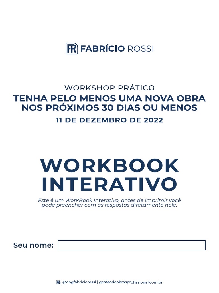 WorkBook - Workshop Pratico Dez 22 - Fabrício Rossi - Rev4 | PDF | Business