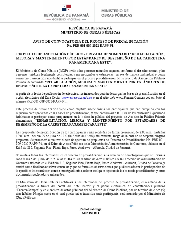 Pliegos+de+Precalificaciã N+pre 001 009 2022 Rapp p1 | PDF