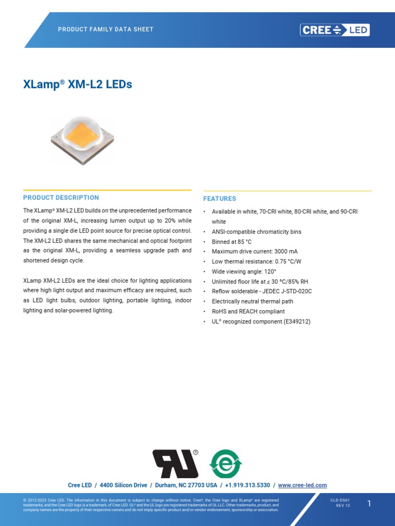 XLamp XML2 | PDF | Lighting | Light Emitting Diode