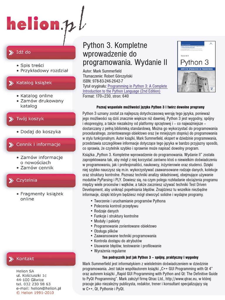 Python 3. Kompletne Wprowadzenie Do Programowania. Wydanie II | PDF