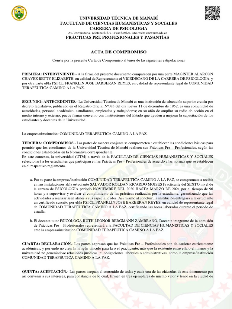 Carta de Compromis | PDF | Universidad | Sicología