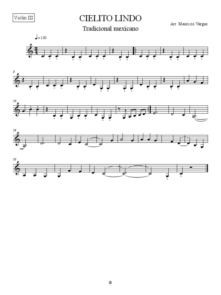 CIELITO LINDO - Violin III | PDF