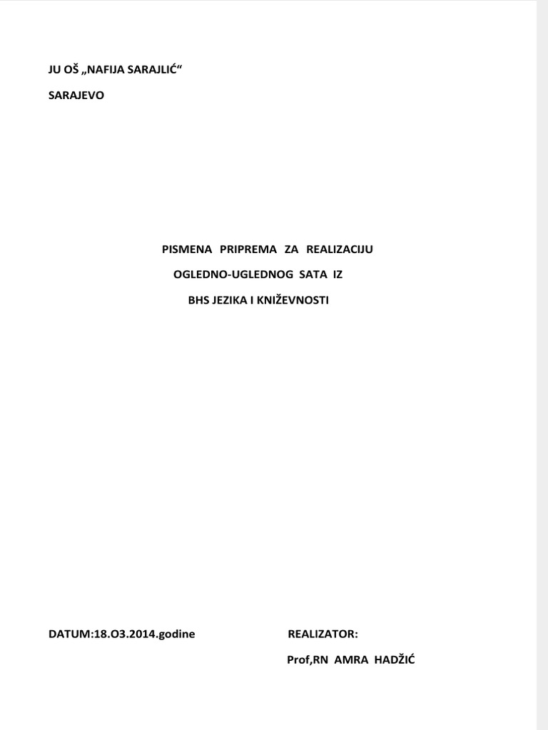 Dokumen - Tips Priprema Za Ogledni Sat | PDF