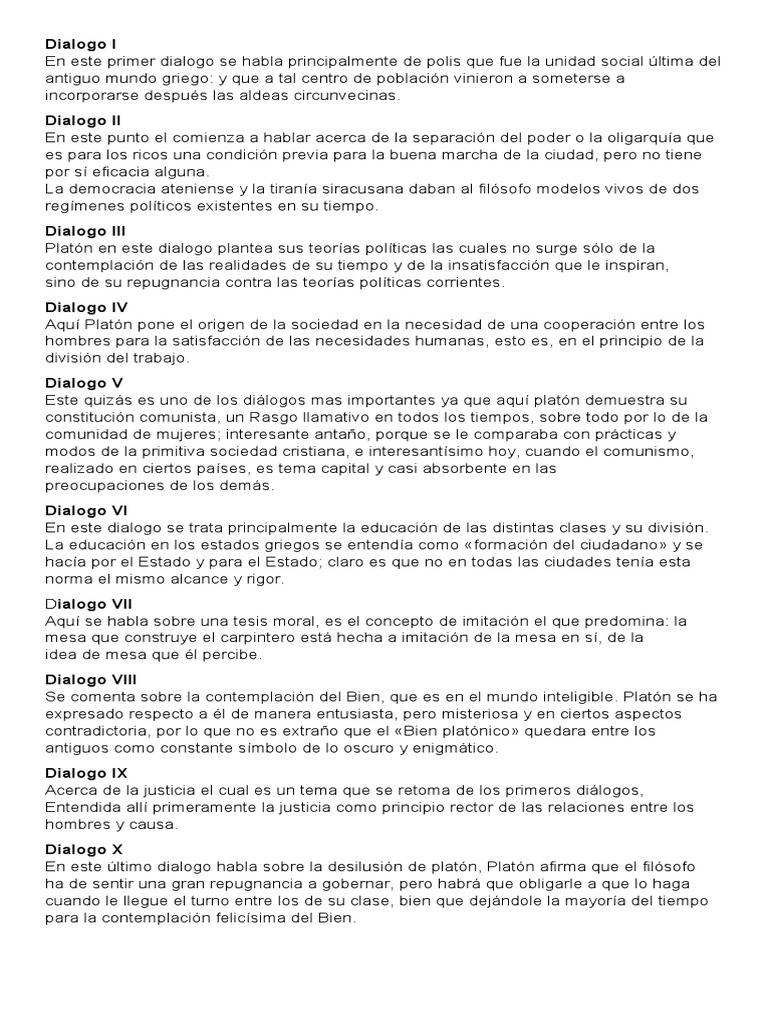 Teorías Políticas de Platón en Diálogos | PDF | Platón | Antigua Grecia