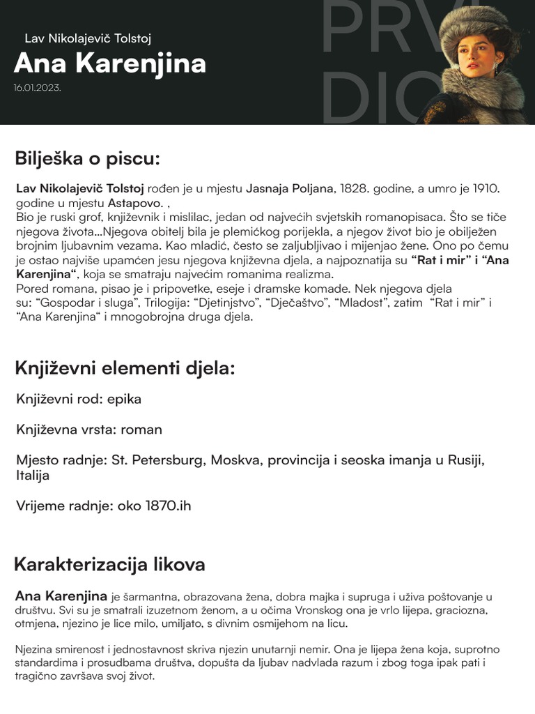 Ana Karenjina Prvi Dio | PDF