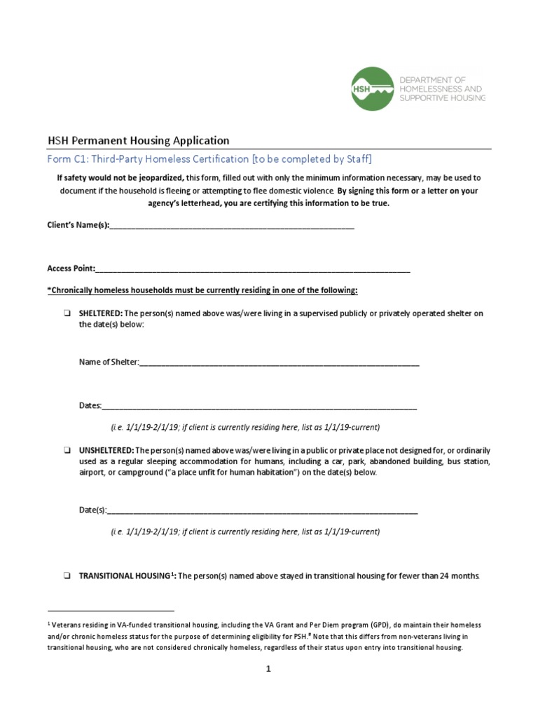 Form C1 - Third-Party Homeless Certification - 6-24-2021 | Download ...
