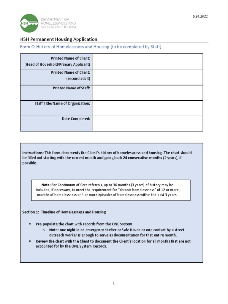 Form C - History of Homelessness and Housing - 6-24-2021 | PDF ...