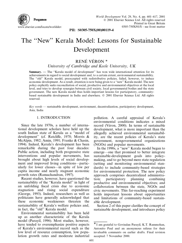 The New Kerala Model | PDF | Sustainability | Sustainable Development