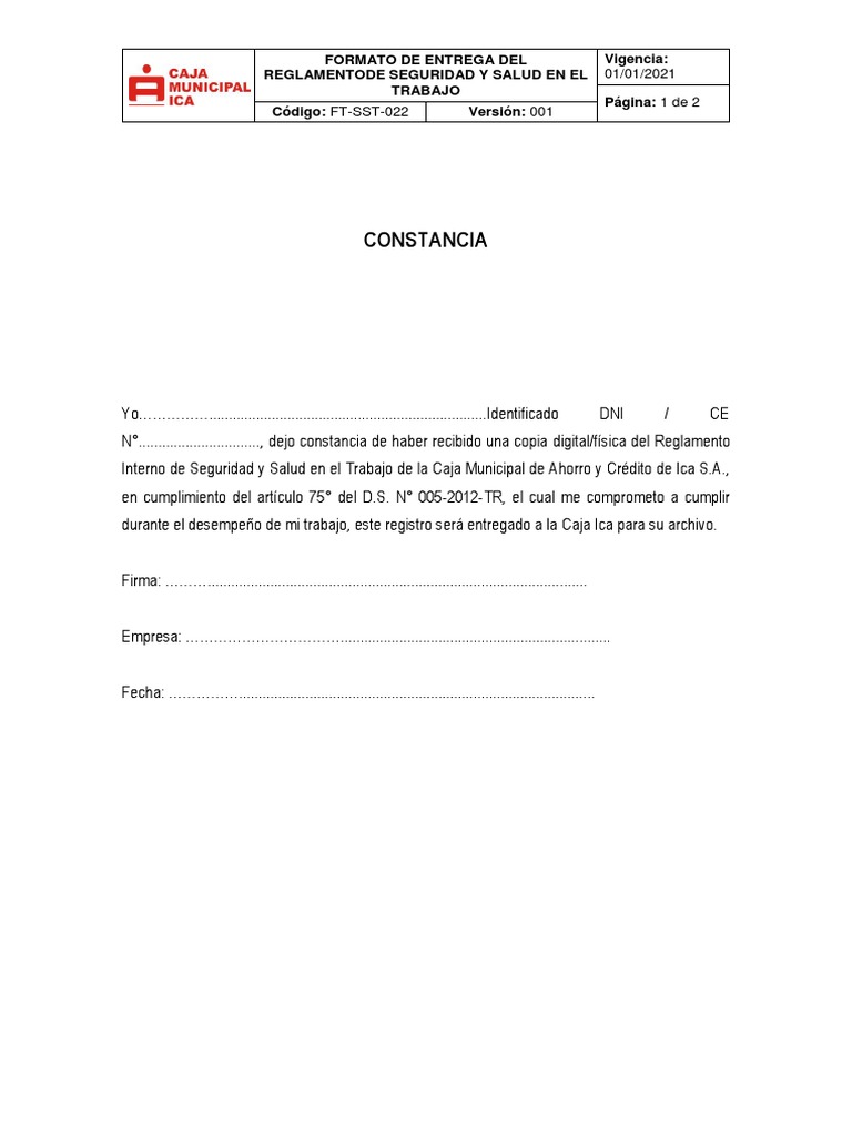 Cargo de Entrega de Risst Cmacica | PDF