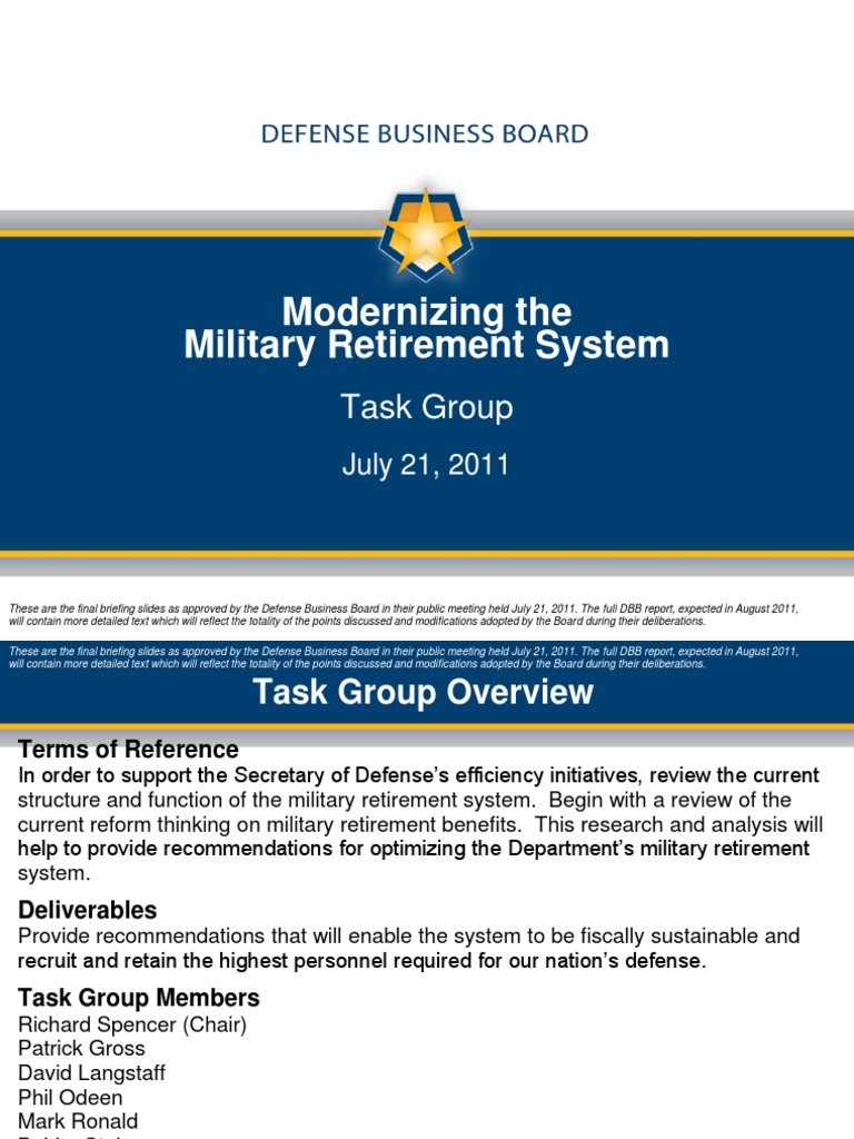 Modernizing The Military Retirement SystemTask Final Presentation | PDF ...