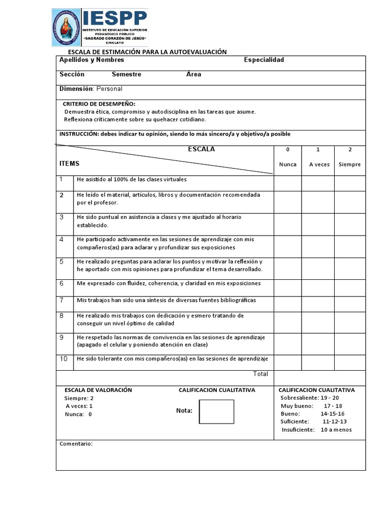 Ficha de Autoevaluacion.s.a | PDF | Cognición