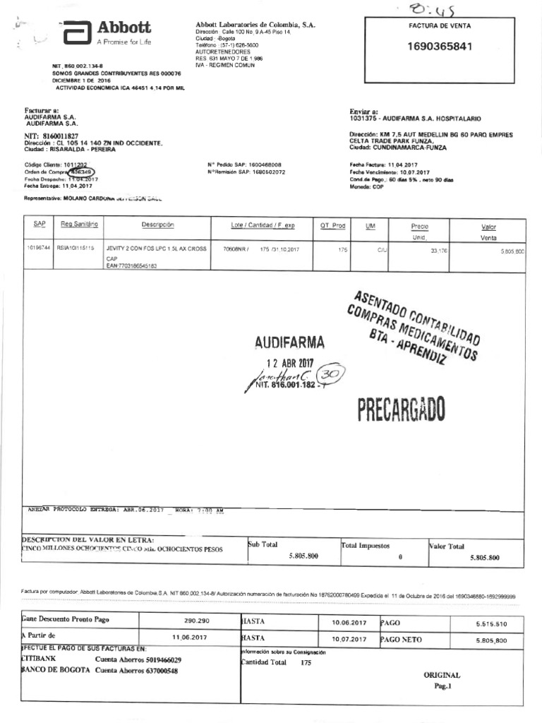 Factura Laboratorio Abbot | PDF