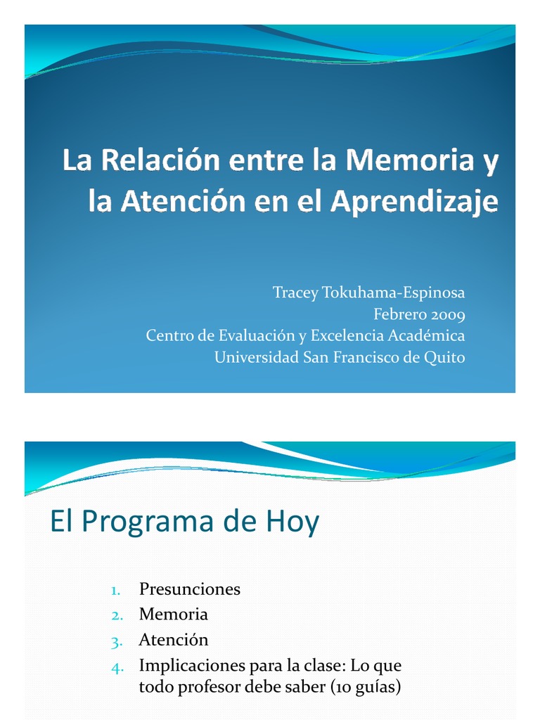 Memoria y Atencion en El Aprendizaje | PDF | Memoria | Pensamiento crítico