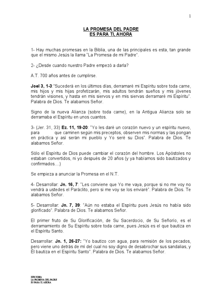 Kerygma La Promesa Del Padre Preparate1 | PDF | espíritu Santo | Iglesia Católica
